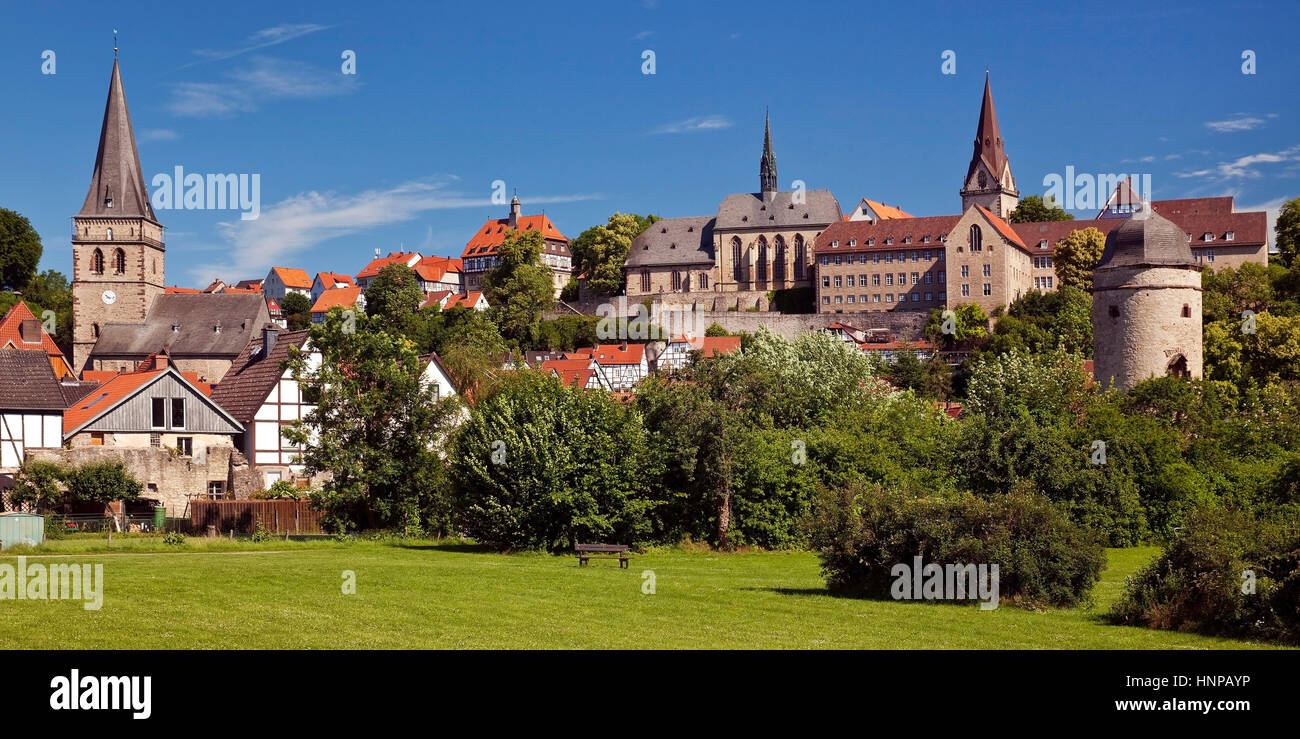 Panorama of medieval town of Warburg, district Hoexter, Westphalia ...