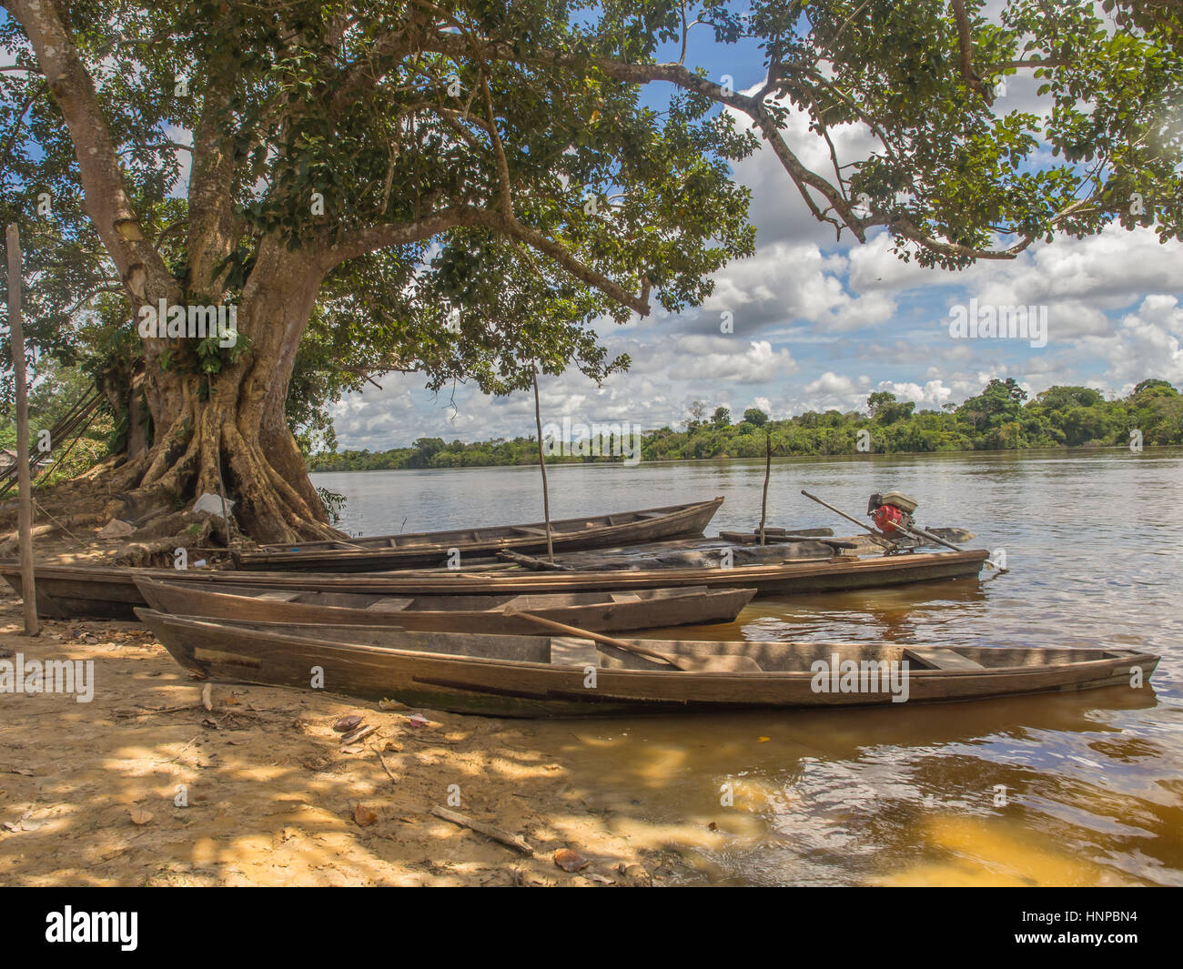 Santa Rita, Peru - May 9, 2016: Traditional, indian boats on the bank ...