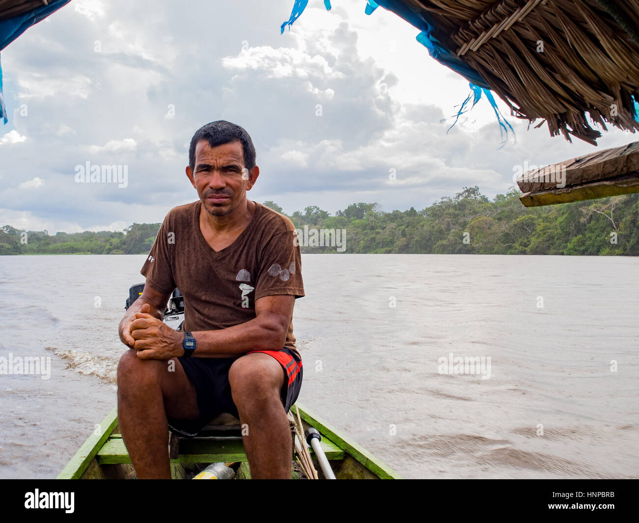 Javari River, Brazil - May 06, 2016: Resident of the Amazon jungle ...