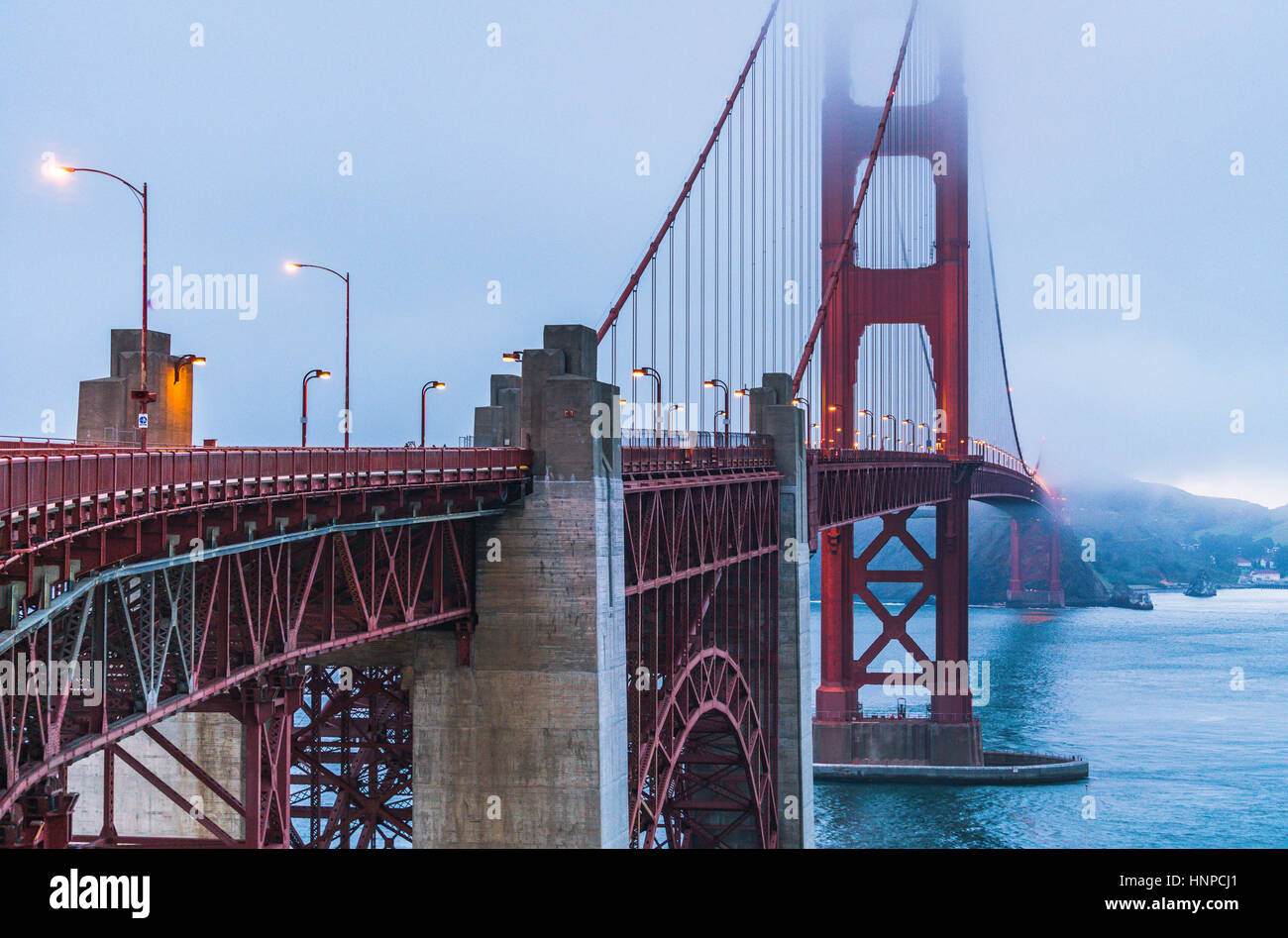 golden gate bridge with fog Stock Photo - Alamy