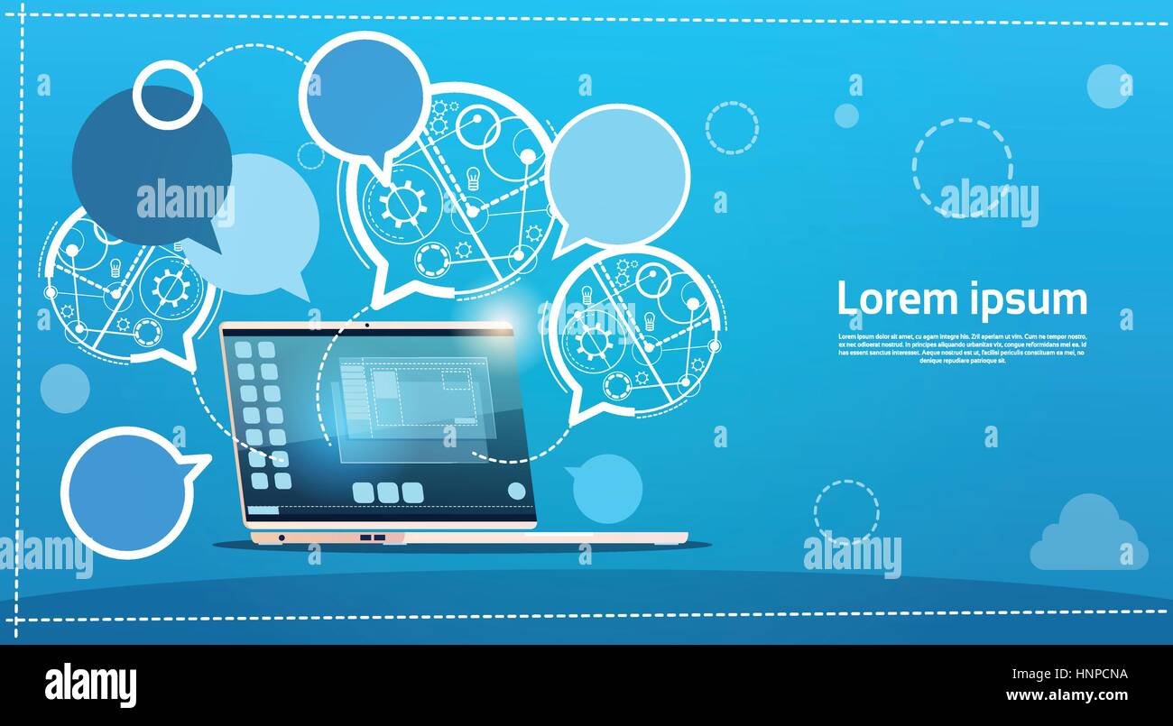 Laptop Computer Chat Bubble Social Network Communication Concept Stock ...