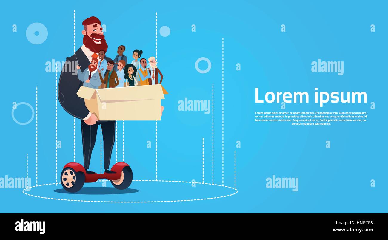 Business Man Ride Electric Scooter Carry Box Candidates Employees Human ...