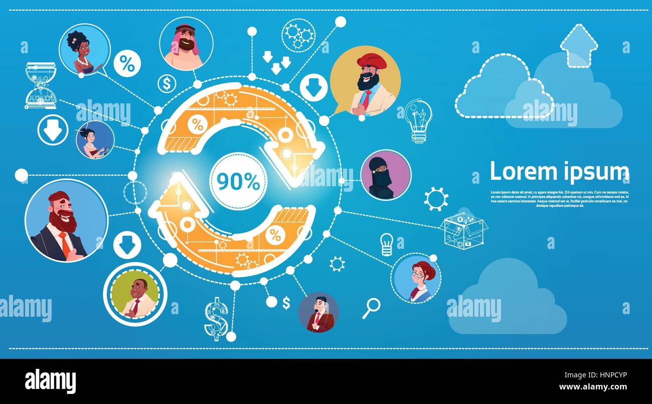 Business Man And Woman Internet Connection Arrow Finance Success ...