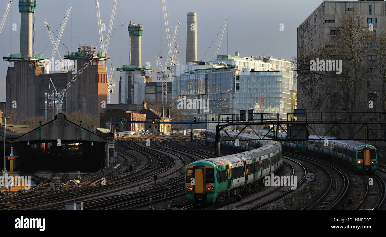 Photograph of Southern Rail trains approaching and leaving London ...