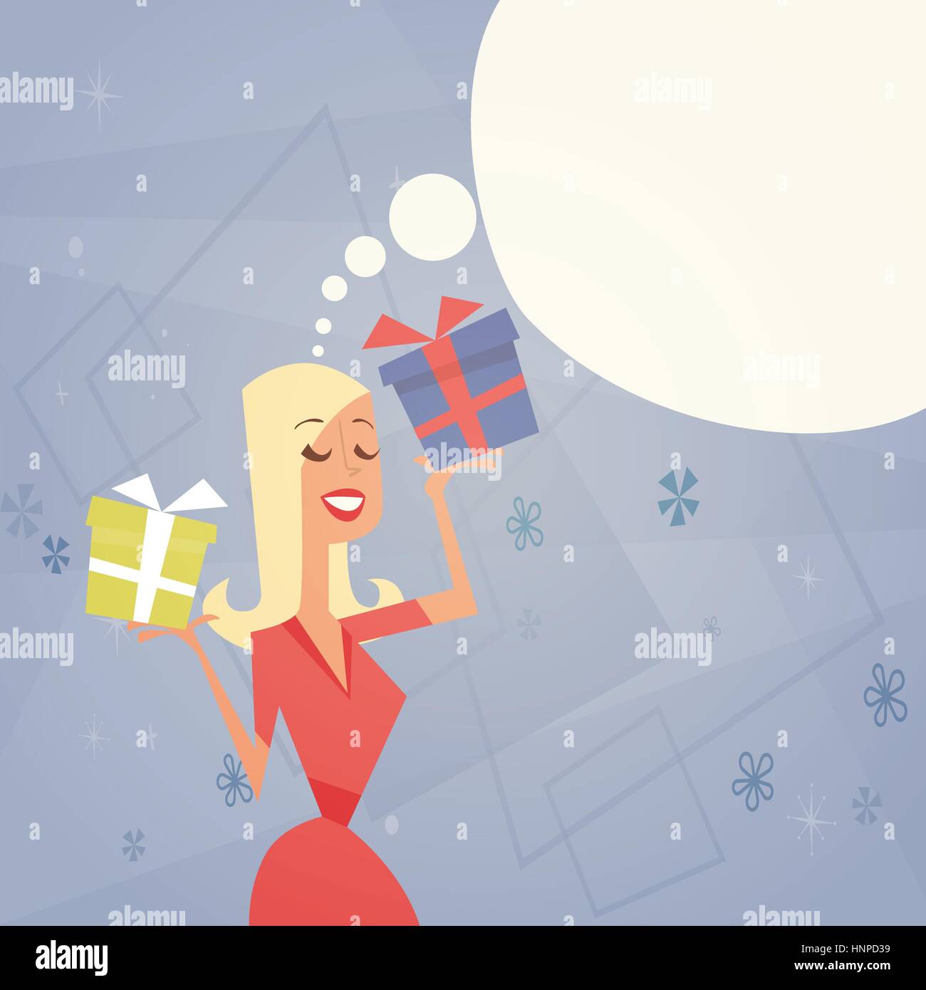 Happy woman holding bubble Stock Vector Images - Alamy
