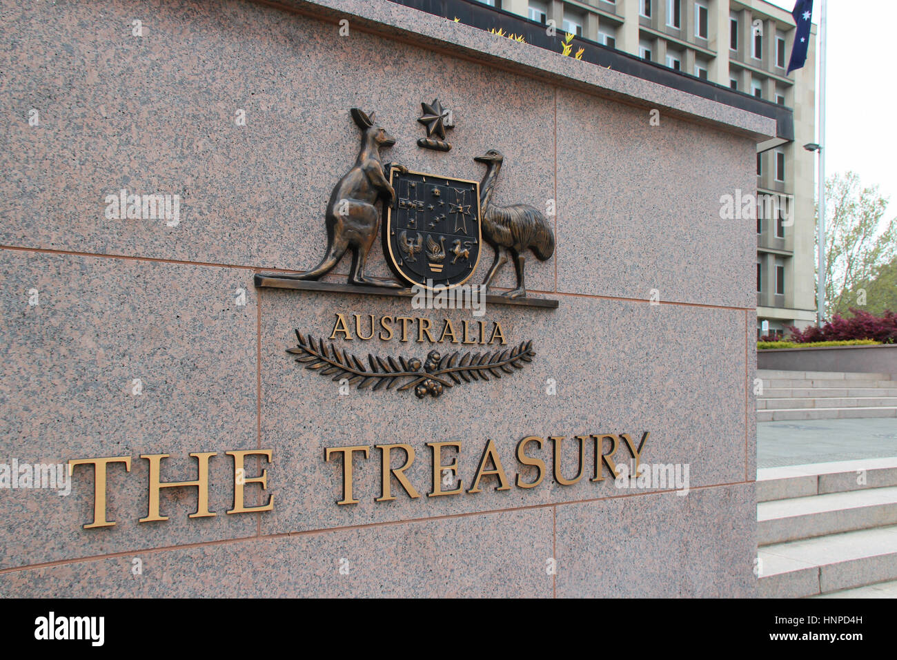 In front of the building of the Treasury in Canberra (Australia Stock ...
