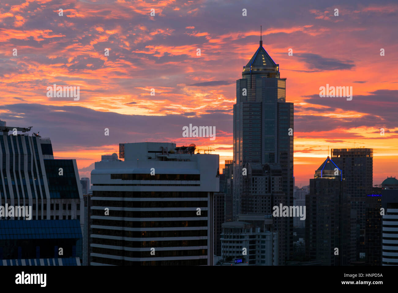 Bangkok skyline at sunset, Thailand Stock Photo - Alamy