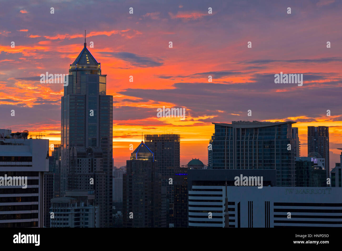 Bangkok skyline at sunset, Thailand Stock Photo - Alamy