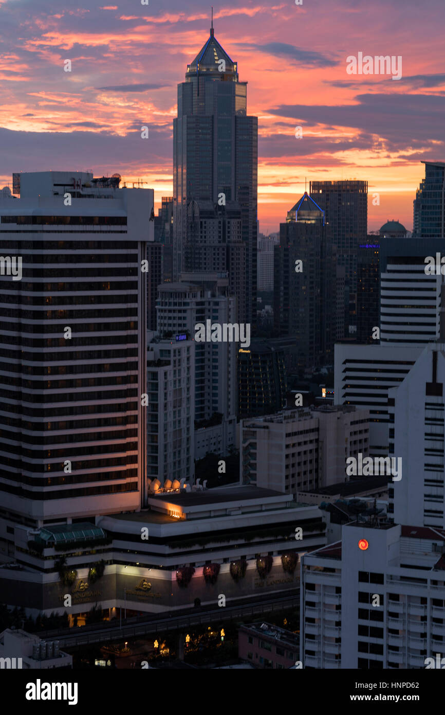 Bangkok skyline at sunset, Thailand Stock Photo - Alamy