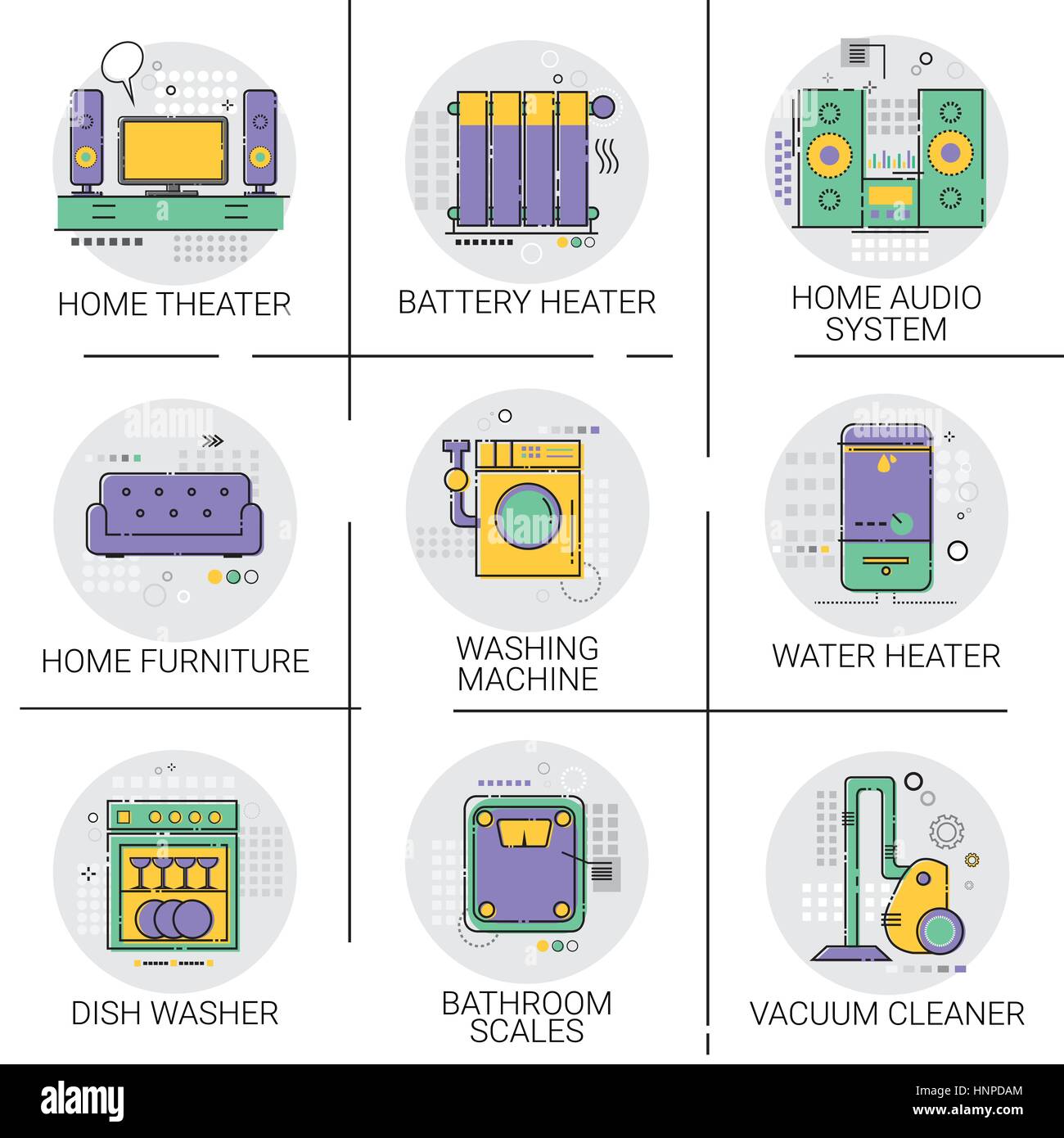 Hot Water Heater Battery Household House Heating Icon Set Furniture ...