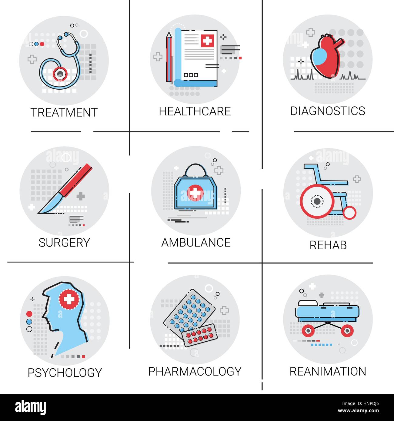 Treatment Hospital Doctors Clinic Medical Icon Set Stock Vector Image ...