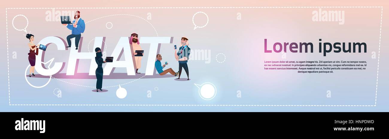 Business People Group Chat Social Network Communication Banner Stock ...