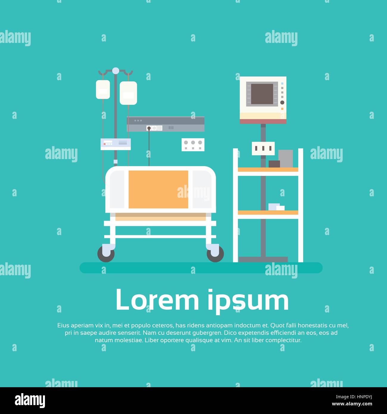 Hospital Room Interior Intensive Therapy Patient Ward Equipment Banner ...