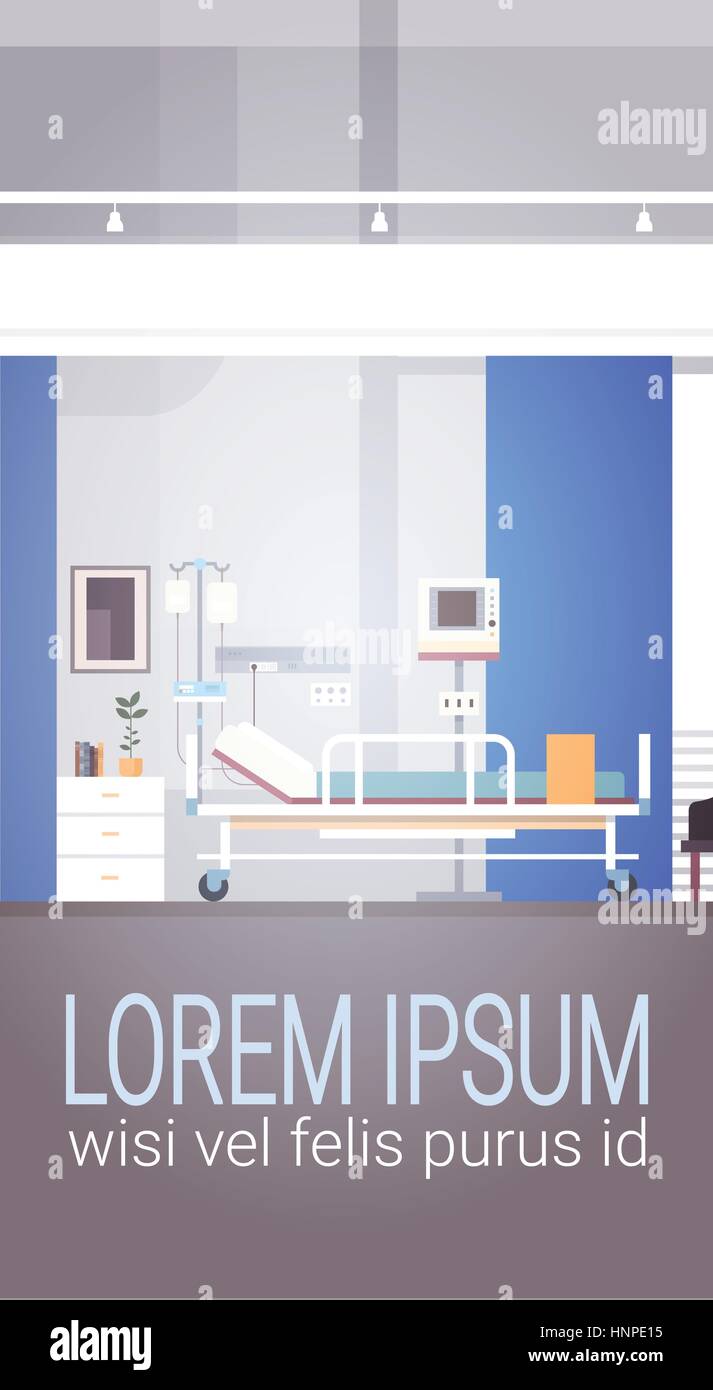 Hospital Room Interior Intensive Therapy Patient Ward Banner With Copy ...