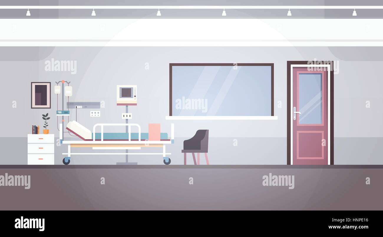 Hospital Room Interior Intensive Therapy Patient Ward Banner With Copy ...