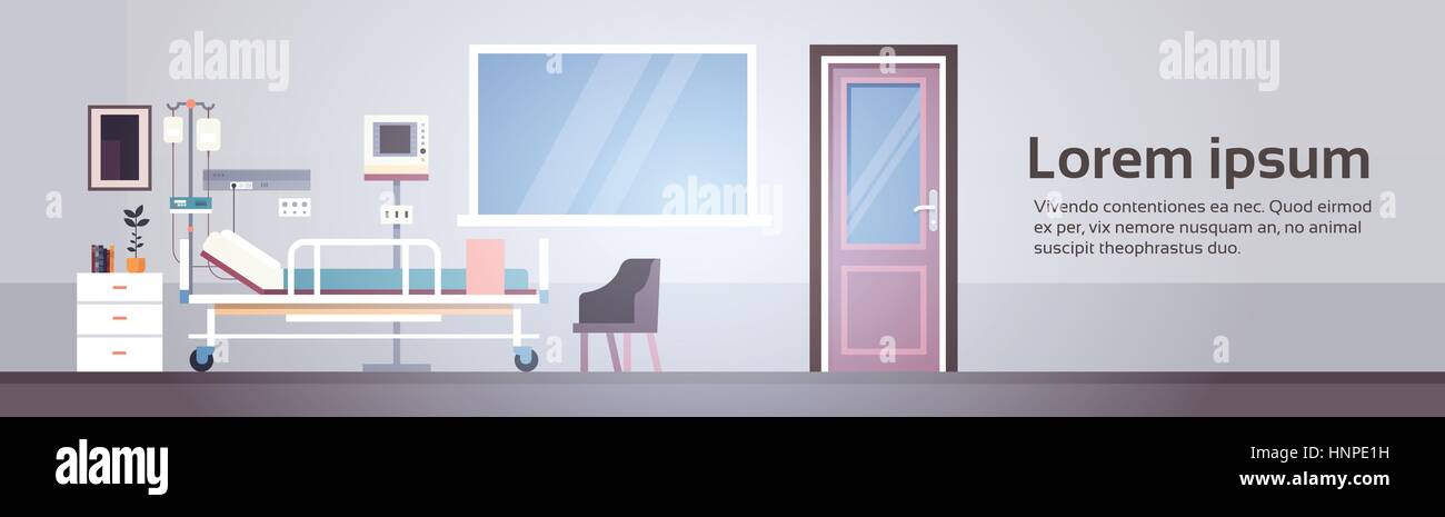 Hospital Room Interior Intensive Therapy Patient Ward Banner With Copy ...