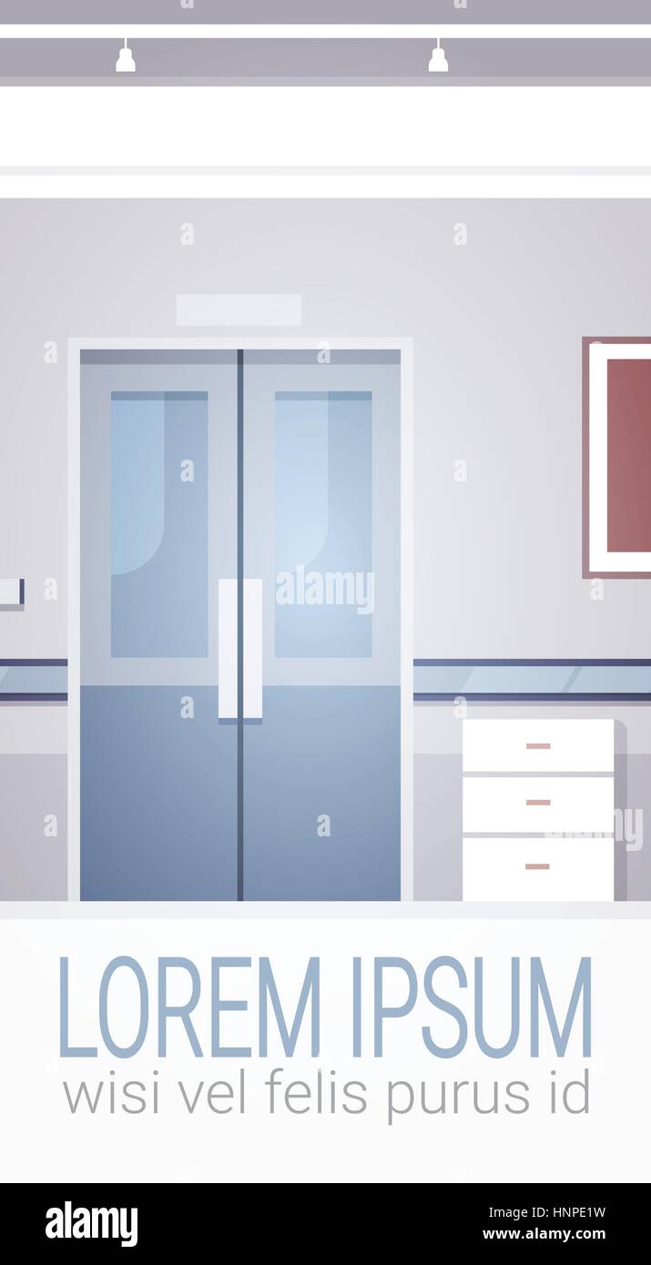 Hospital Room Interior Intensive Therapy Corridor Banner With Copy ...