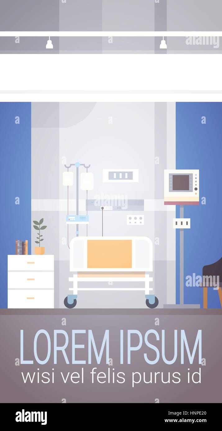Hospital Room Interior Intensive Therapy Patient Ward Banner With Copy ...