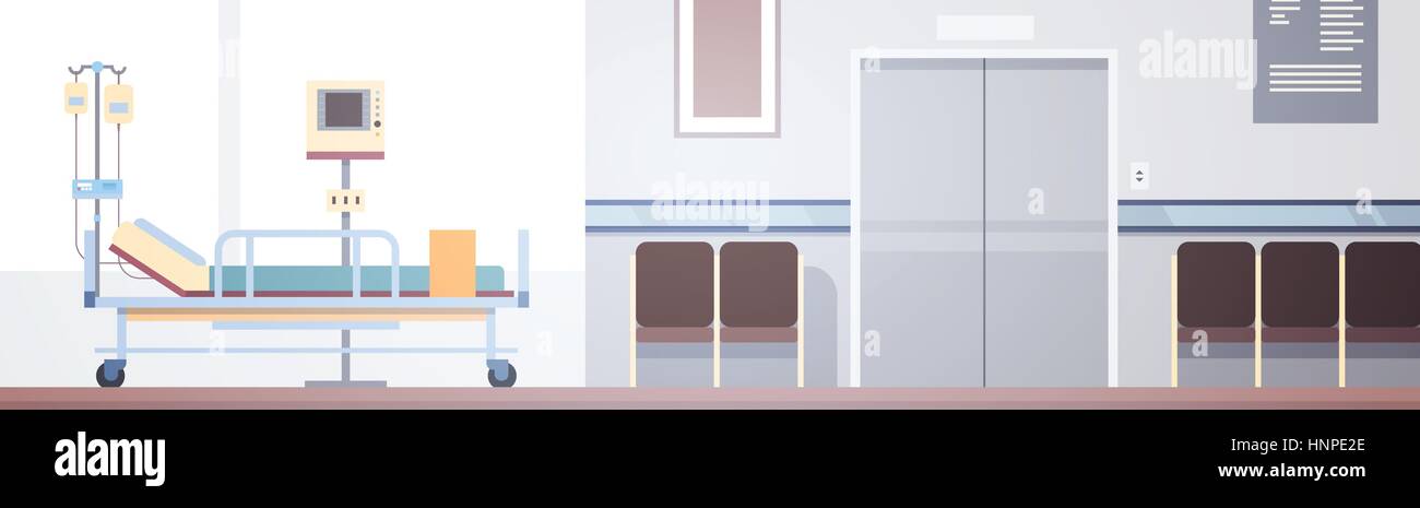 Hospital Room Interior Intensive Therapy Patient Ward Banner With Copy ...