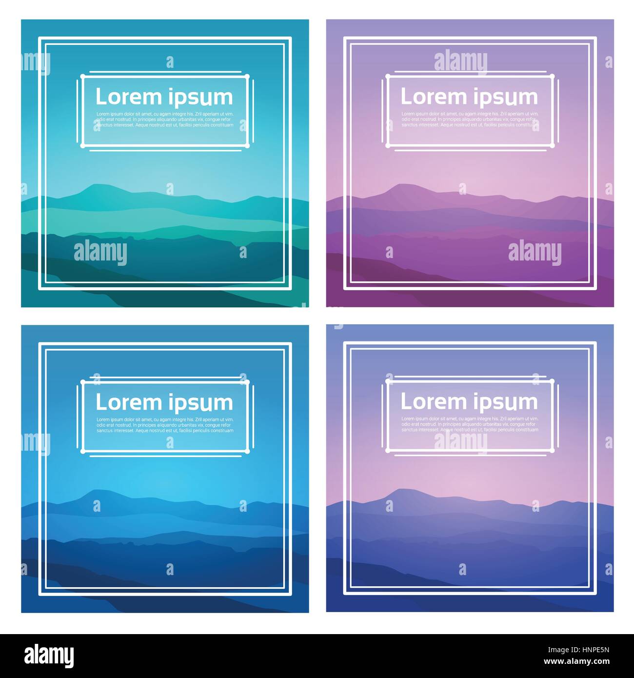 Summer Landscape Set Mountain Forest Sky Woods Stock Vector Image & Art ...