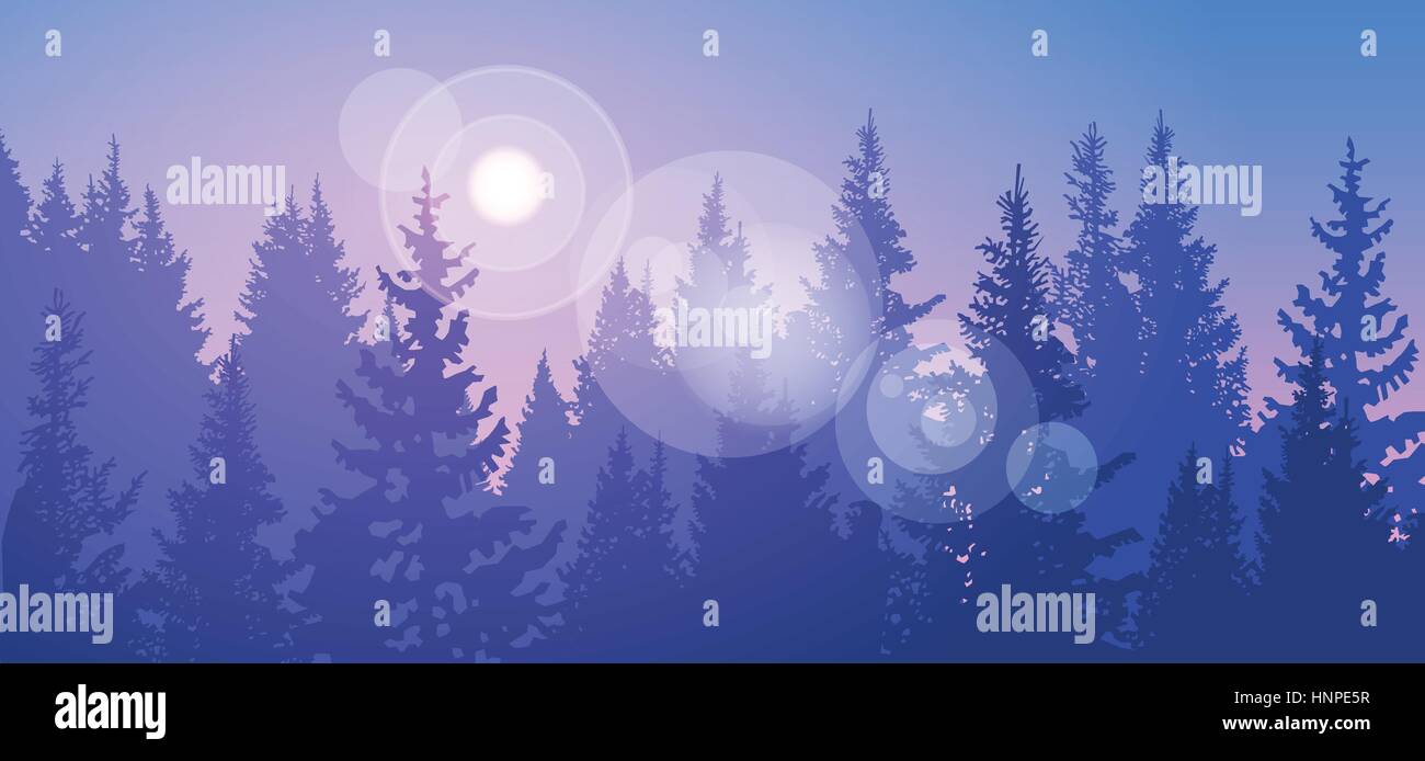 Pine Forest Landscape Mountain Sky Woods Stock Vector Image & Art - Alamy