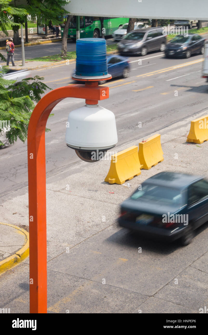 A security camera from traffic control over a busy street Stock Photo ...