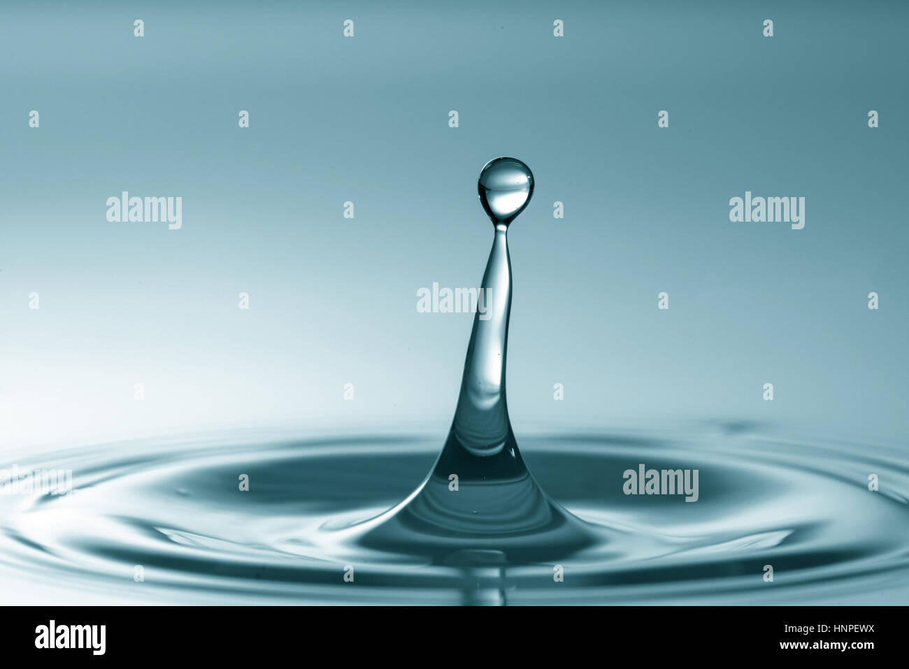 Water drop falling and drips on water mirror. Drops splash and make ...