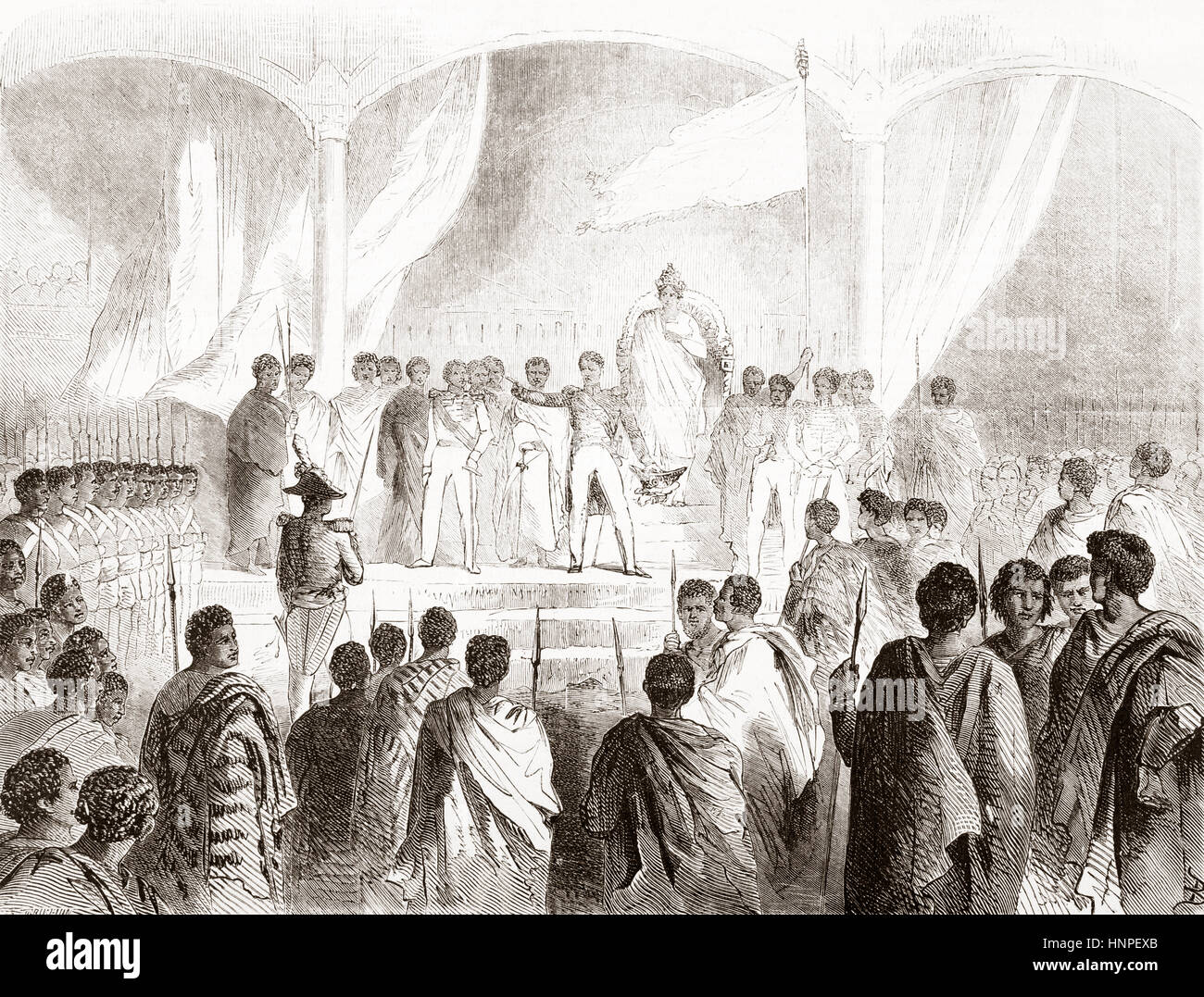 The proclamation of Rasoherina, aka Rasoherina-Manjaka,1814 – 1868, as ...