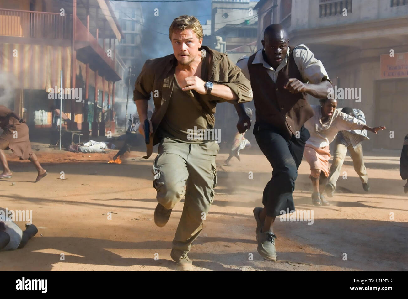 BLOOD DIAMOND 2006 Warner Bros film with Leonardo DiCaprio at left and ...