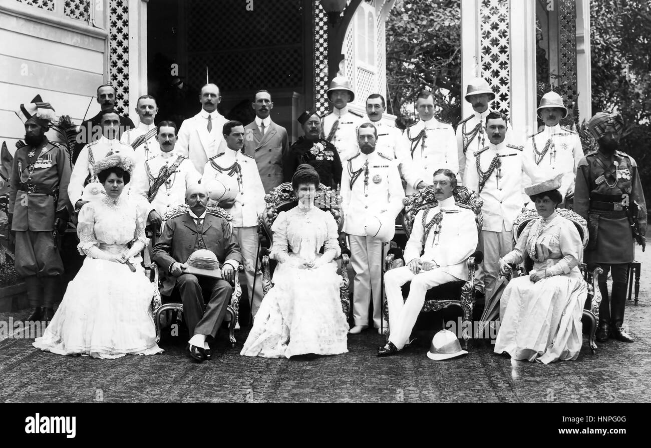 GEORGE V with Queen Mary at Simpla on their visit to India in 1911 ...