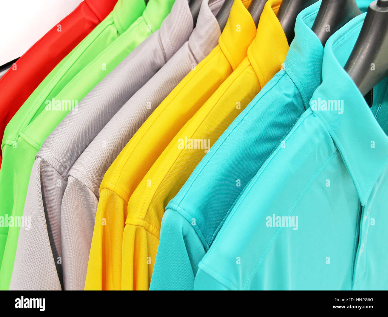 Close Up Colorful Polo Shirt in the shopping mall Stock Photo - Alamy