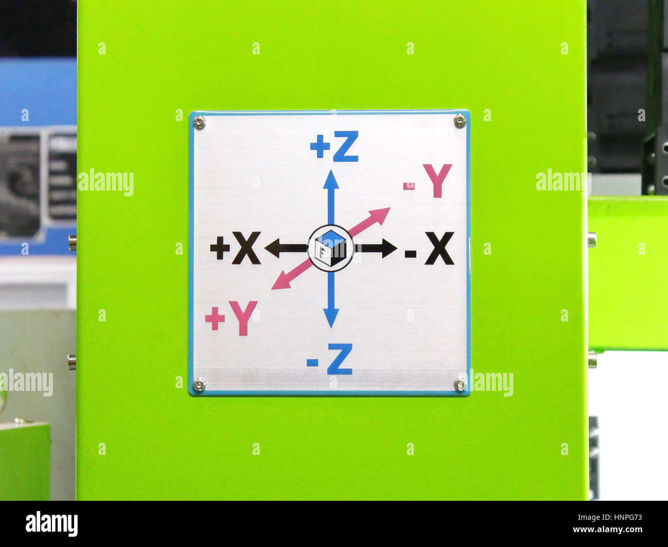 X Y Z axis arrows Board on Industrial Machine Stock Photo - Alamy