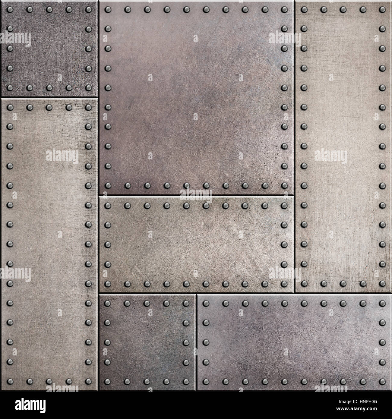 stained metal plates with rivets seamless background Stock Photo - Alamy