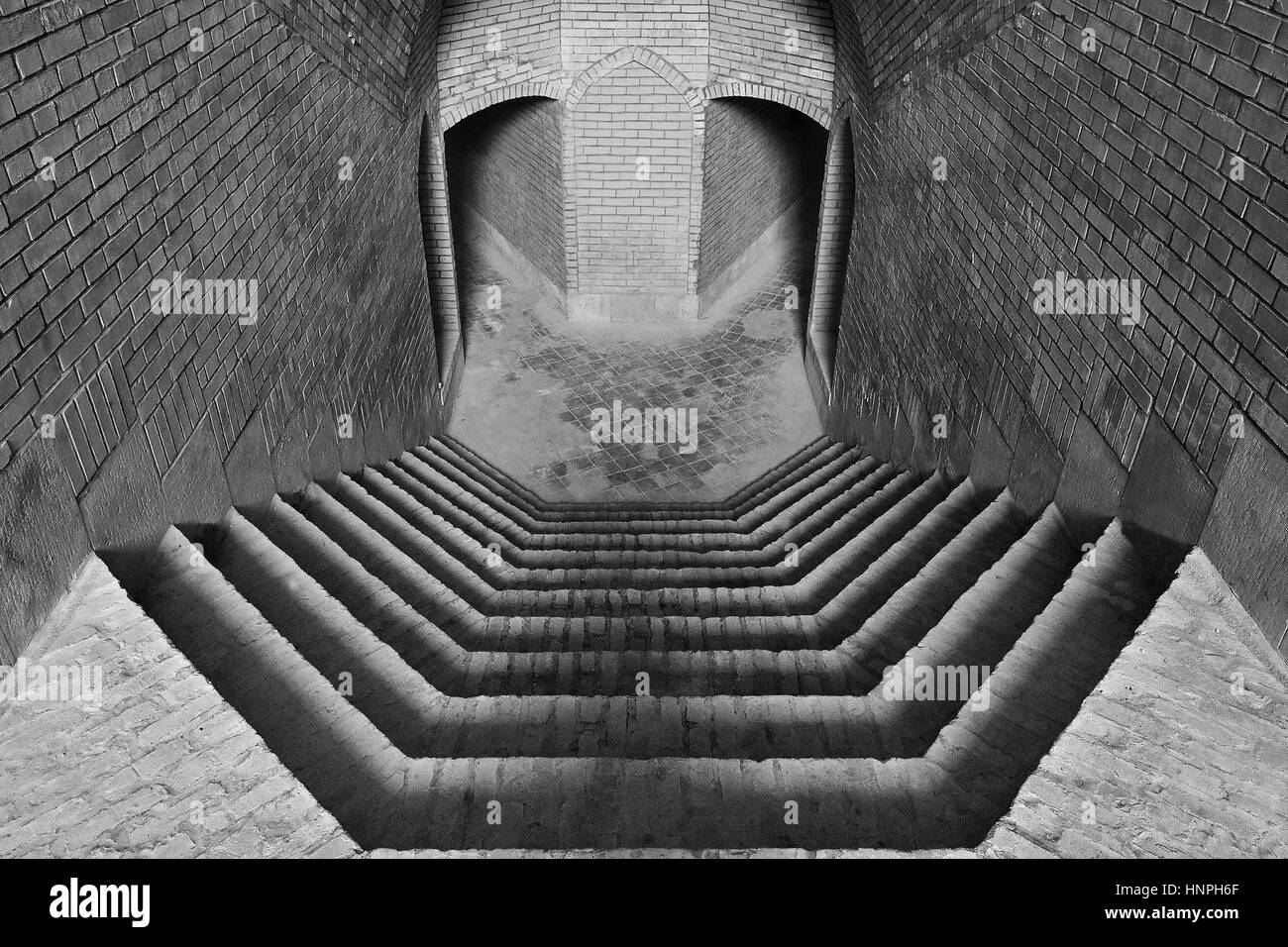 An empty cistern located on the Kish island in the Persian Gulf, Iran ...