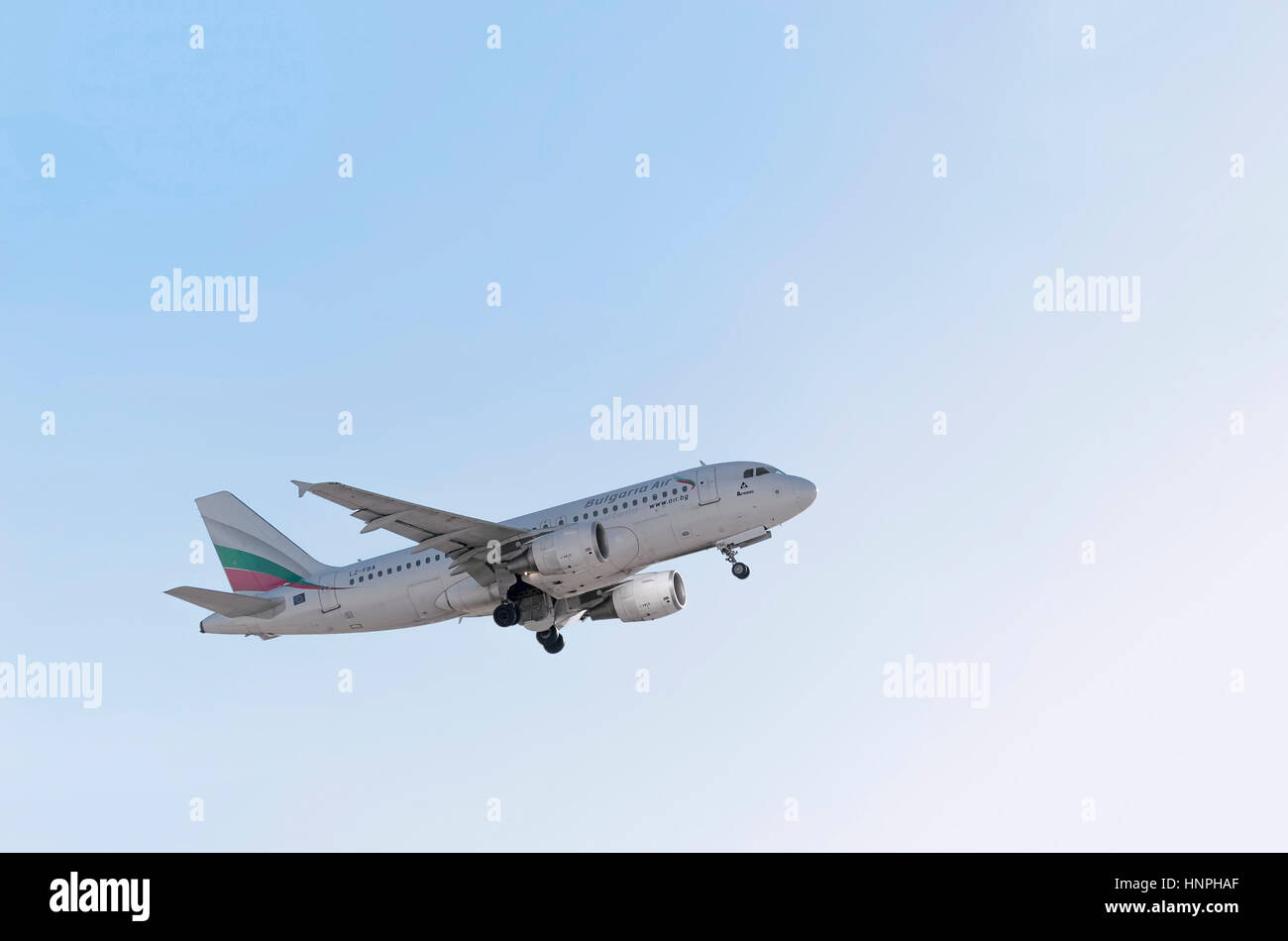 Plane Airbus A319, of Bulgaria Air airline, is taking off from the ...