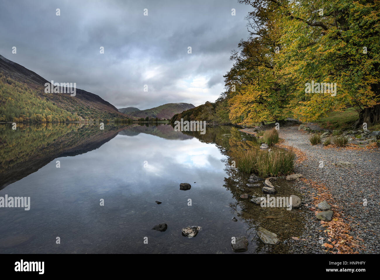 Stunning Autumn Fall landscape image of Lake Buttermere in Lake ...