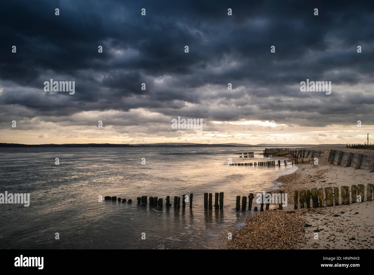 Beautiful sea landscape looking across Solent to Isle of Wight in ...