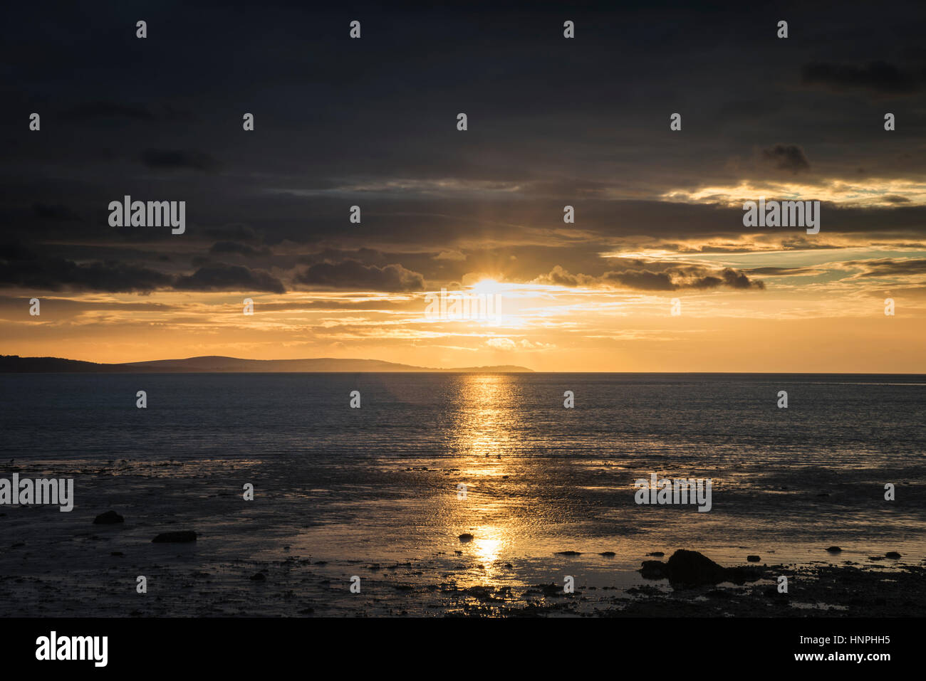 Beautiful sea landscape looking across Solent to Isle of Wight in ...