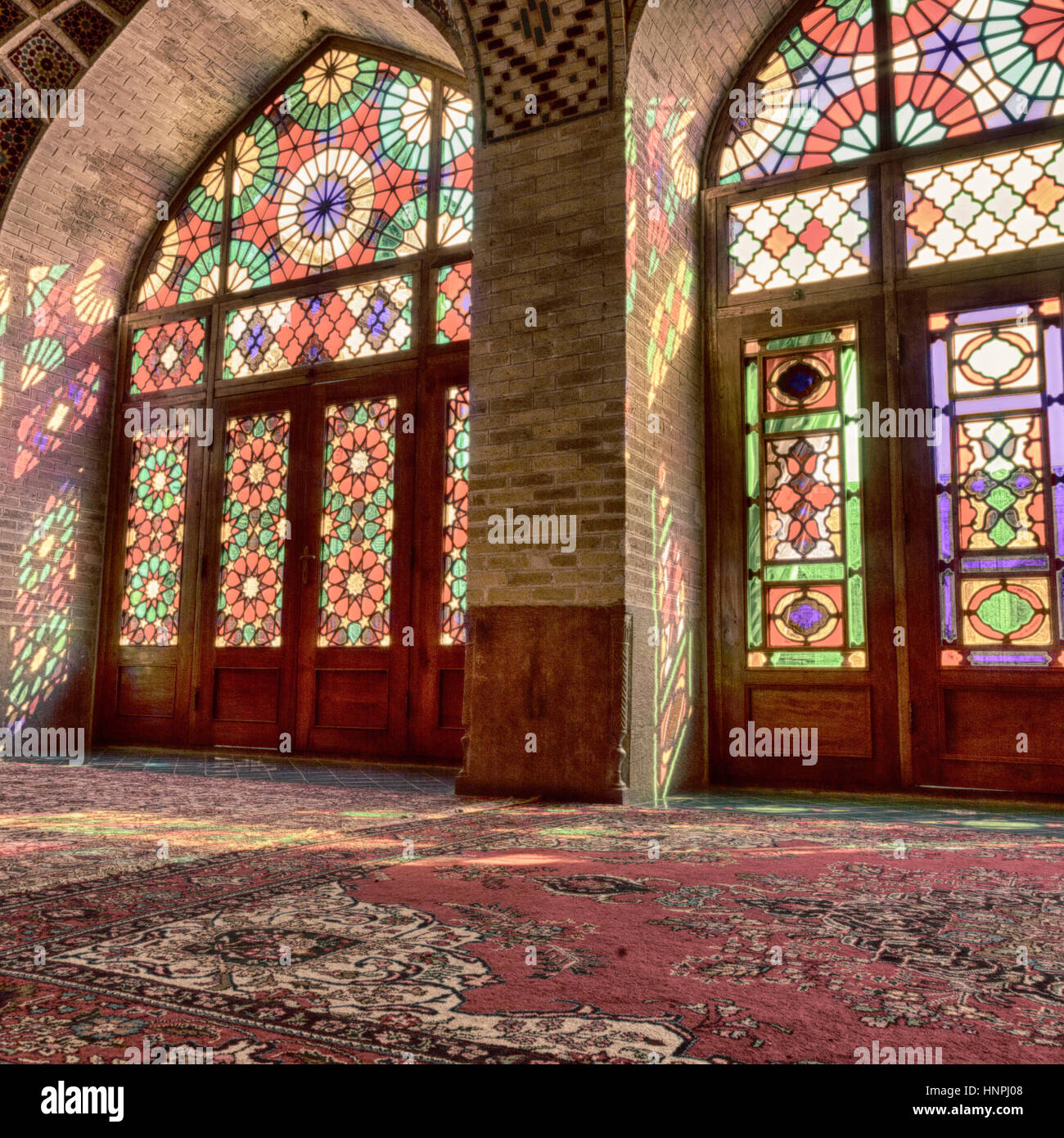 in iran blur colors from the windows the old mosque traditional scenic ...