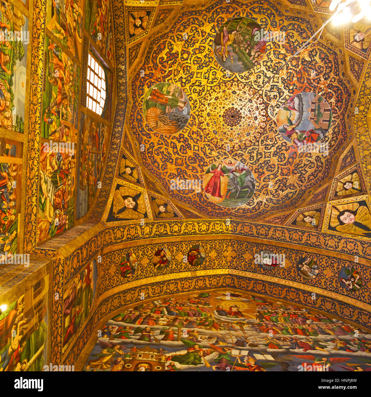 in iran the old cathedral and traditional gold wall painted Stock Photo ...