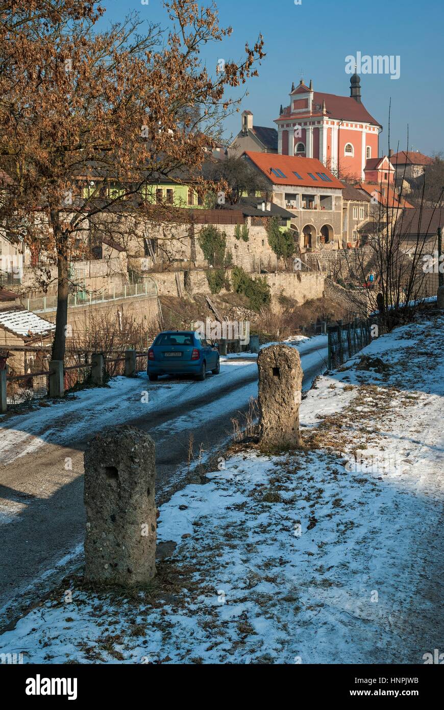 Tetin, church, bollards Stock Photo - Alamy