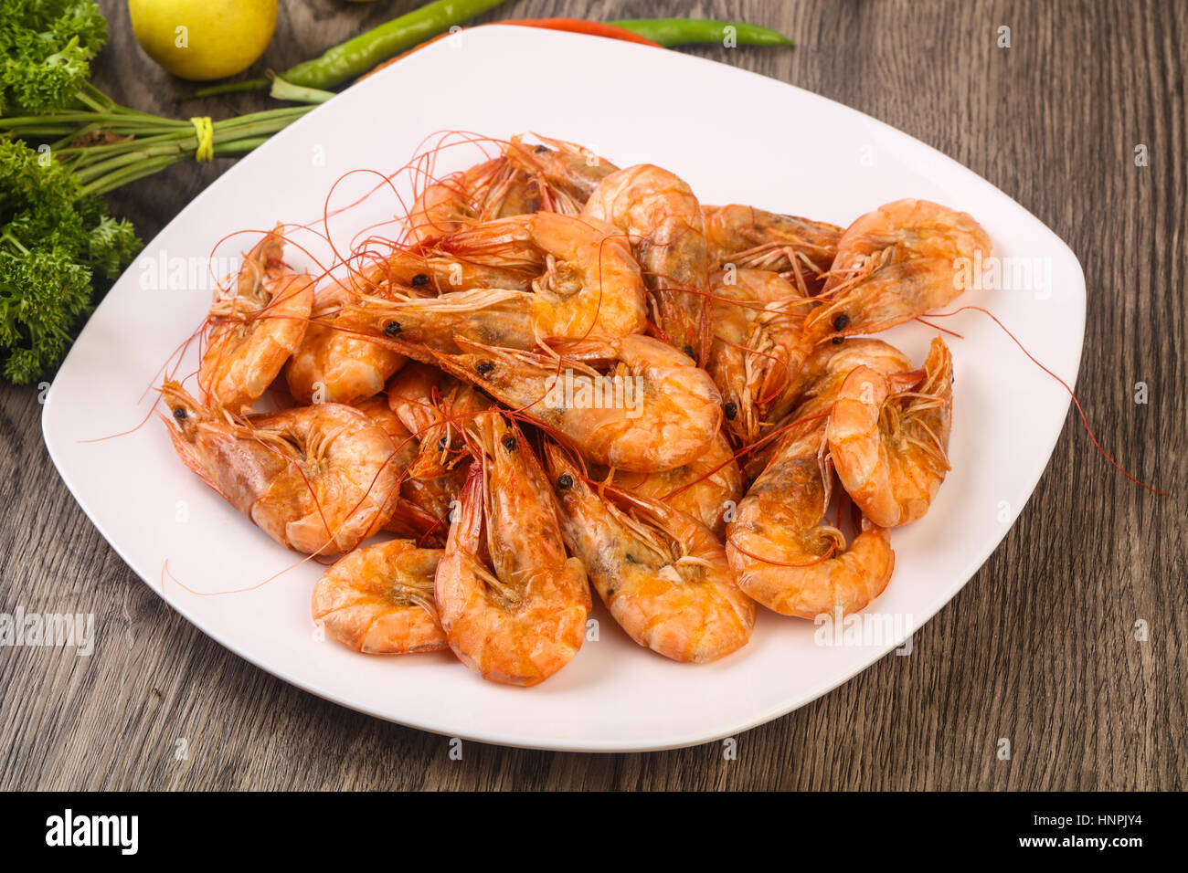 Boiled prawns in the bowl - ready for eat Stock Photo - Alamy