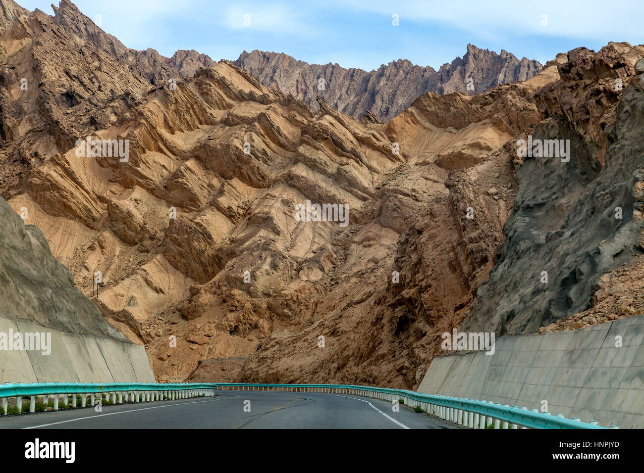 Landscape, Road G 217, outside Kucha, Xinjiang Autonomous Region, China ...
