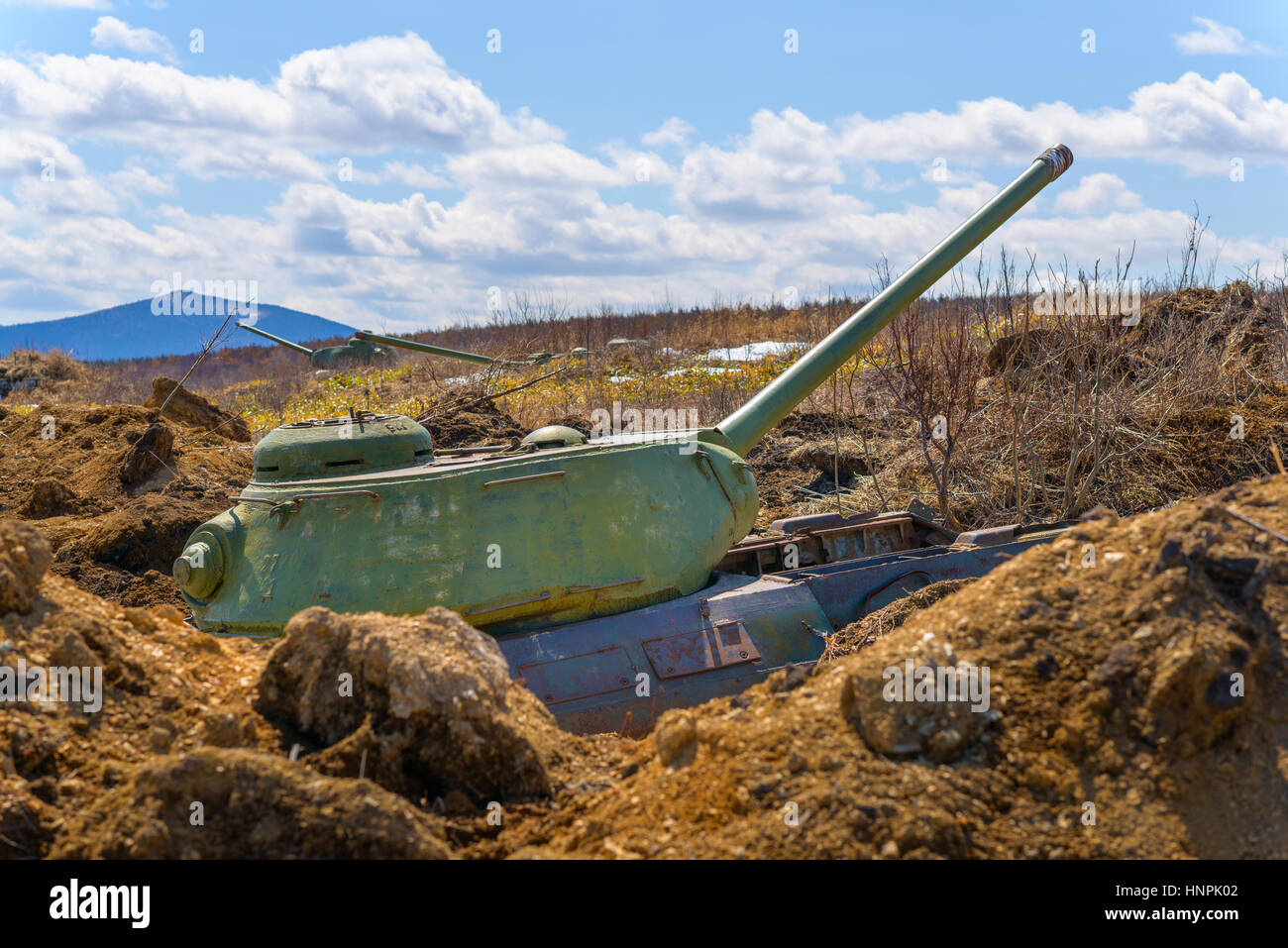Old soviet tank in the spring, Sakhalin island, Russia Stock Photo - Alamy