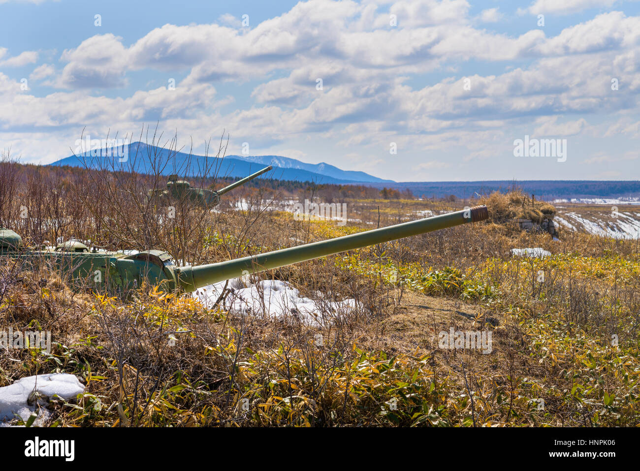 Old soviet tank in the spring, Sakhalin island, Russia Stock Photo - Alamy
