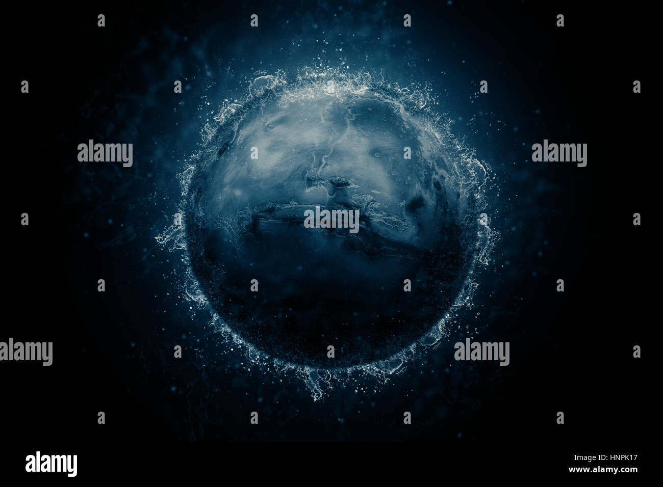 Planet in water - Mars. Science fiction art. Solar system. Elements of ...
