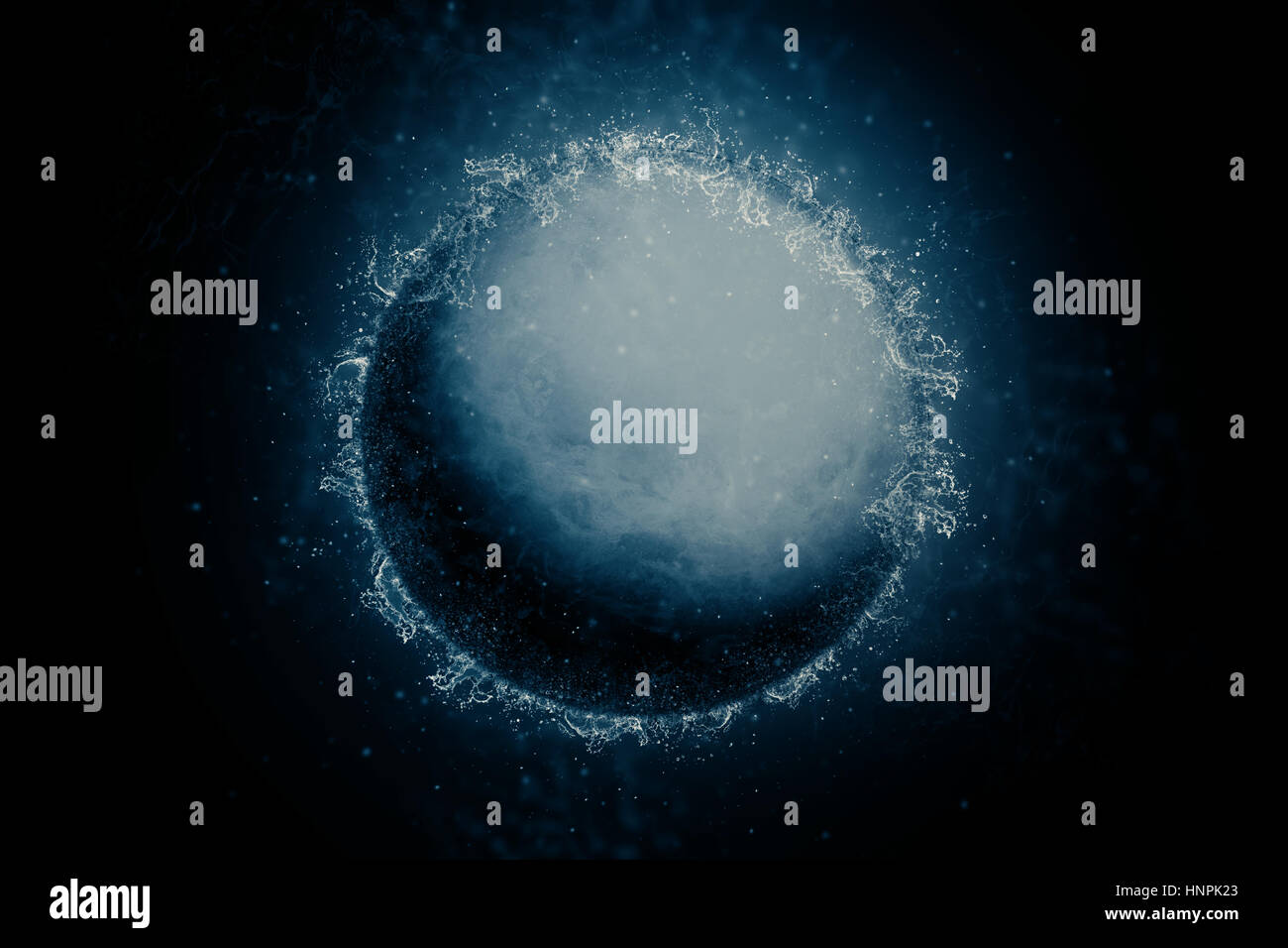 Planet in water - Uran. Science fiction art. Solar system. Elements of ...
