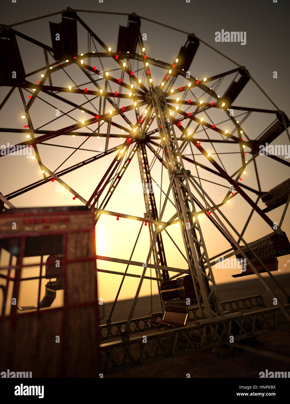 3D rendering of a carnival scene, ferris wheel Stock Photo - Alamy