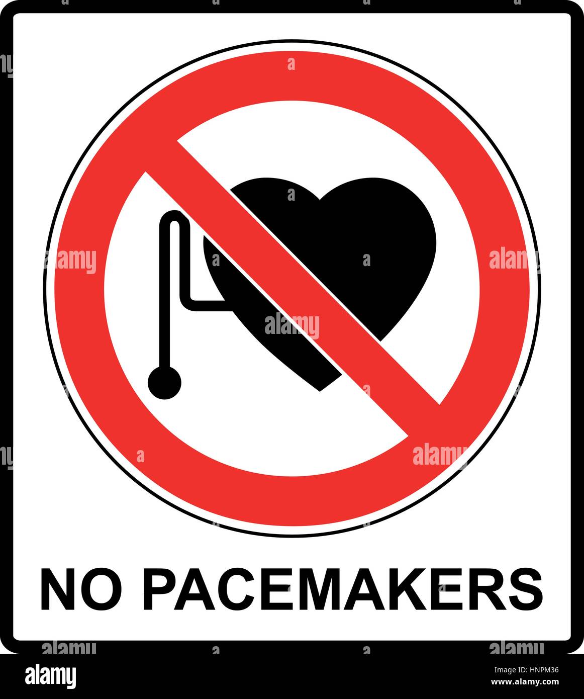 No access with cardiac pacemaker sign in red circle prohibition symbol ...