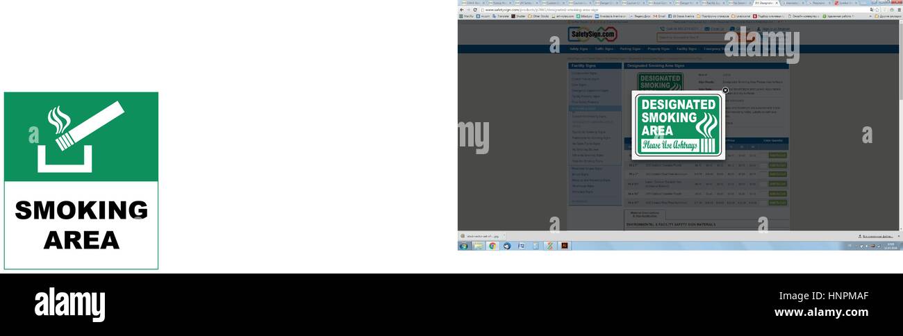 Designated smoking area sign isolated on grey background Sticker label ...